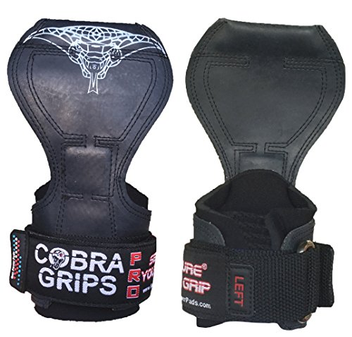 Cobra Grips PRO Weight Lifting Gloves Heavy Duty Straps Alternative Power Lifting Hooks for Deadlifts Wrist Wraps Support Bodybuilding (PRO Model for Men One Size, Black Rubber)