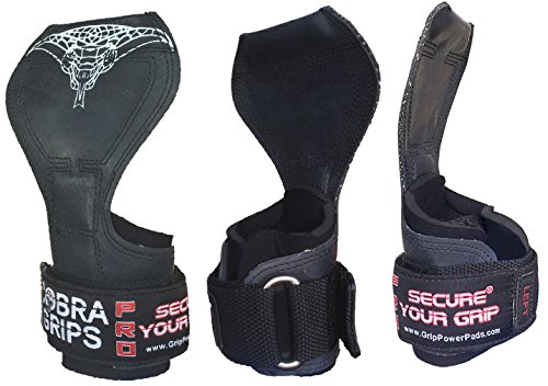 Cobra Grips PRO Weight Lifting Gloves Heavy Duty Straps Alternative Power Lifting Hooks for Deadlifts Wrist Wraps Support Bodybuilding (PRO Model for Men One Size, Black Rubber)