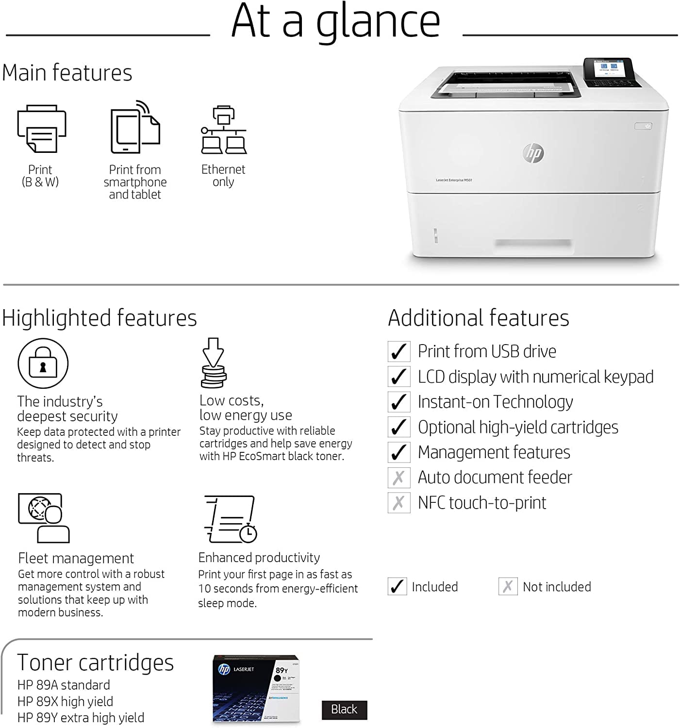 HP Laserjet Pro MFP M283cdw All-in-One Wireless Color Laser Printer, White - Print Scan Copy Fax - 22 ppm, 600 x 600 dpi, Auto Duplex Printing, 50-Sheet ADF, 8.5 x 14, Ethernet, Cbmoun Printer_Cable