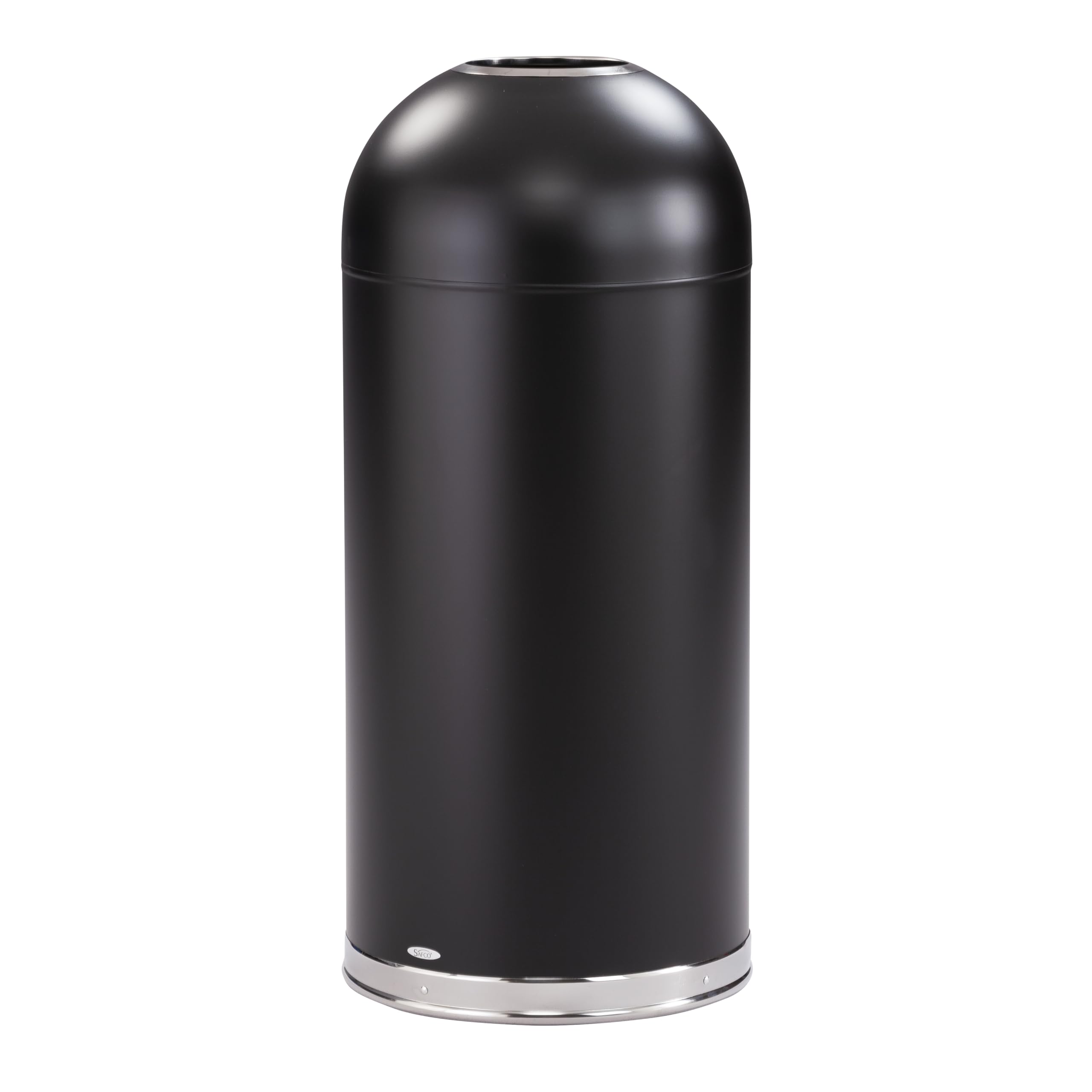 Safco Products 9639BL Open Top Dome Waste Receptacle, 15-Gallon, Black