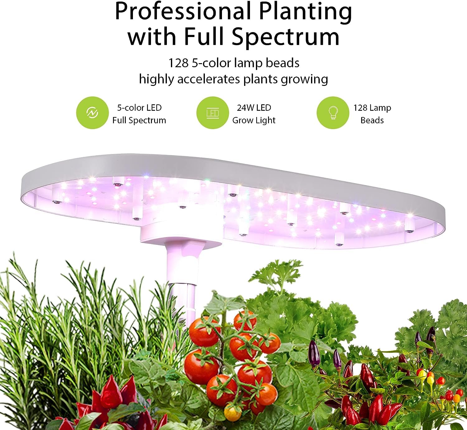 12 Pods Hydroponics Growing System, SXYCMY Indoor Garden Hydroponics Kit with 128 Lamp Beads 24W Full Spectrum Grow Lights in 5 Colors, Up to 16" Adjustable Height for Home Gardening, Auto Timer