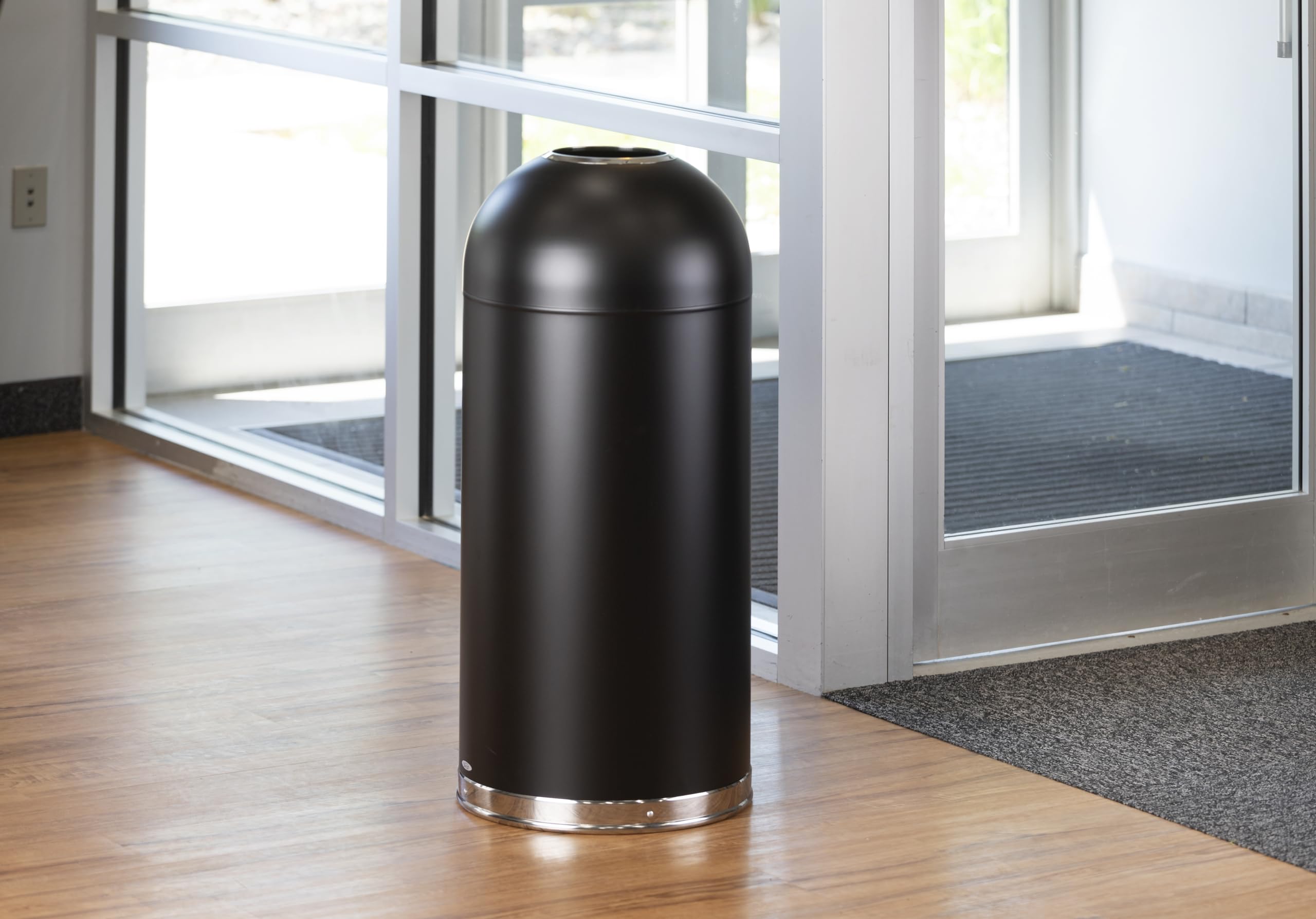 Safco Products 9639BL Open Top Dome Waste Receptacle, 15-Gallon, Black