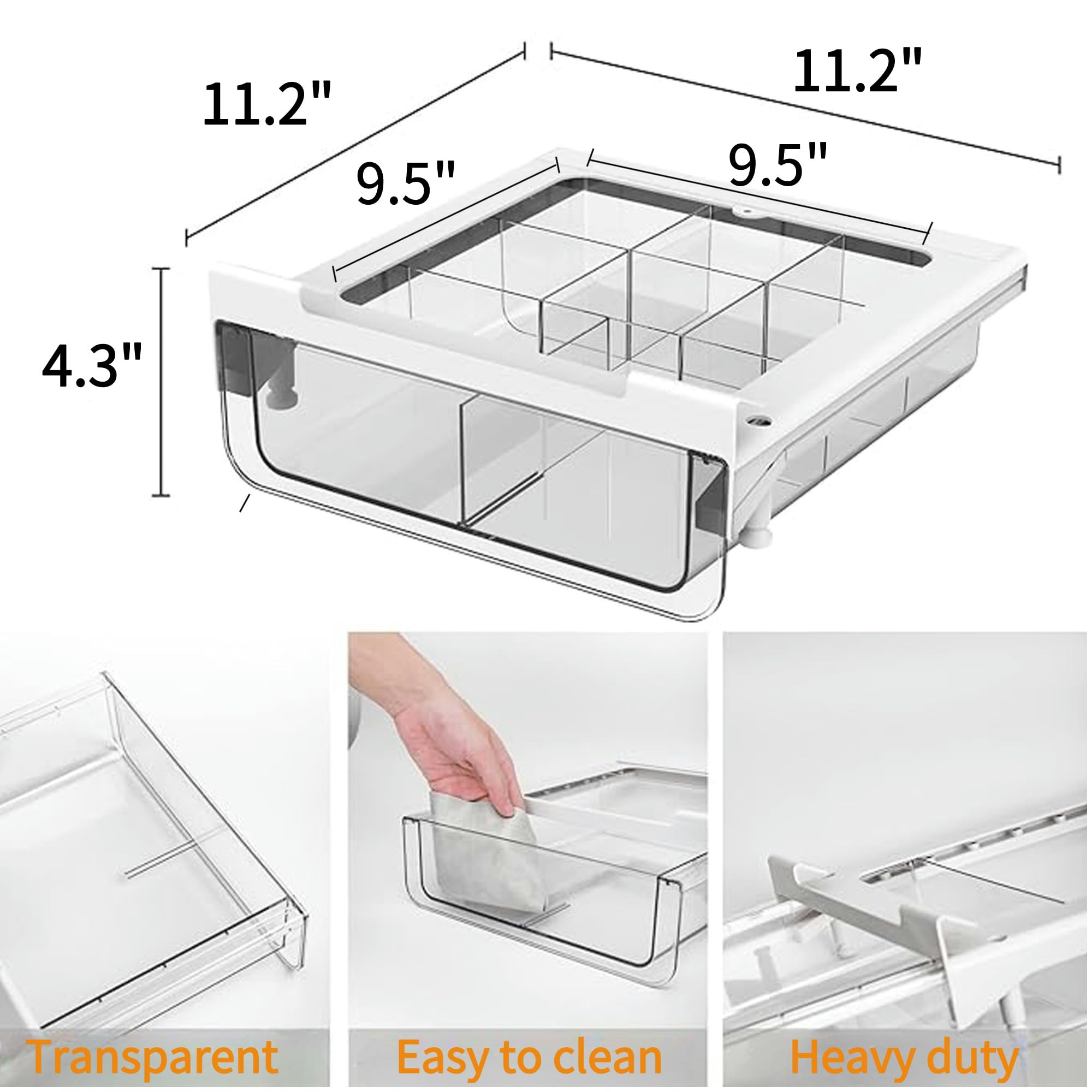 vacane Clear Under Shelf Drawer Organizer, Under Cabinet Shelf Hanging Storage Easy to Install, Bpa-Free Plastic Storage for Closet Kitchen Pantry Cupboard
