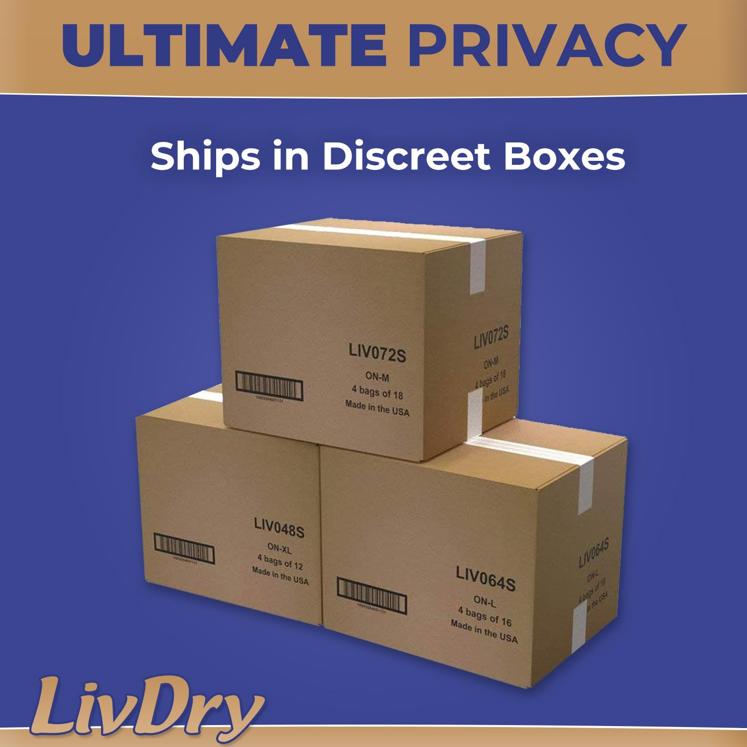 LivDry Large Ultimate Adult Incontinence Underwear, High Absorbency, Leak Cuff Protection, L, 60-Pack