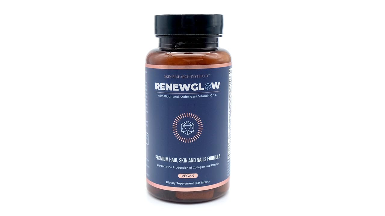 Renewglow Hair Supplement, Proven to Promote Healthy Hair Growth Supports Thicker, Fuller Hair and Healthier Skin, Ages 35 and Up