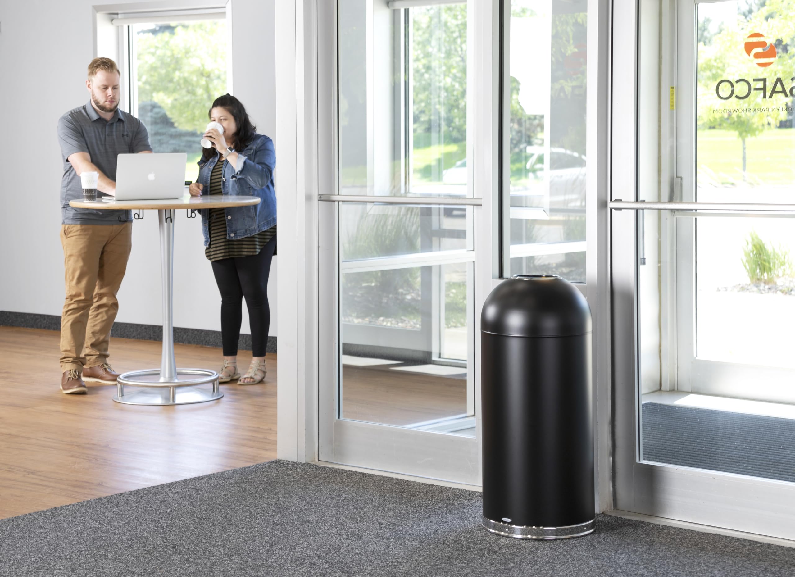 Safco Products 9639BL Open Top Dome Waste Receptacle, 15-Gallon, Black