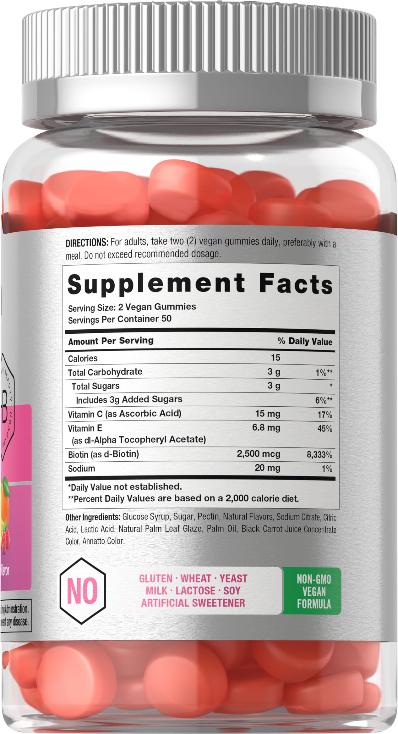 Horbäach Hair Skin and Nails Gummies | 100 Count | with Biotin | Fruit Flavored Vitamins | Non-GMO, Gluten Free Supplement