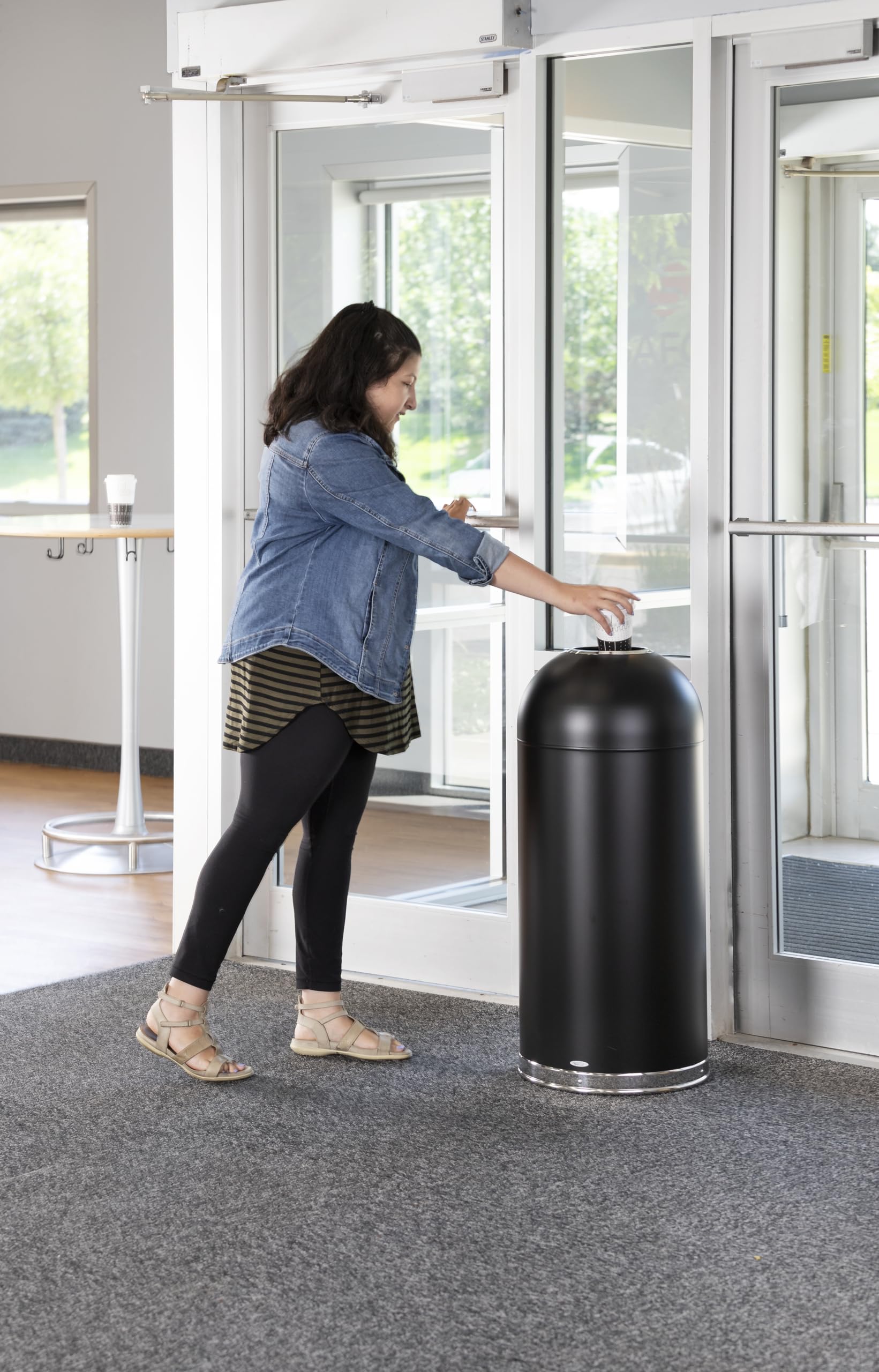 Safco Products 9639BL Open Top Dome Waste Receptacle, 15-Gallon, Black