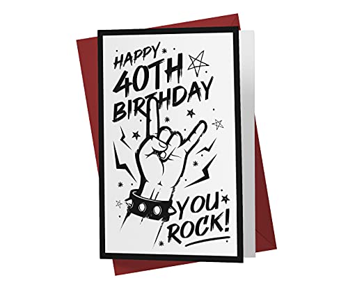 40th Birthday Card for Him Her - 40th Anniversary Card for Dad Mom - 40 Years Old Birthday Card for Brother Sister Friend - Happy 40th Birthday Card for Men Women | Karto – You Rock