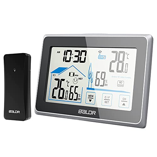 Indoor Outdoor Thermometer Wireless, Weather Stations Wireless Indoor Outdoor Indoor Thermometer for Home - Atomic Clocks Indoor Outdoor Thermometer Thermometer for Home