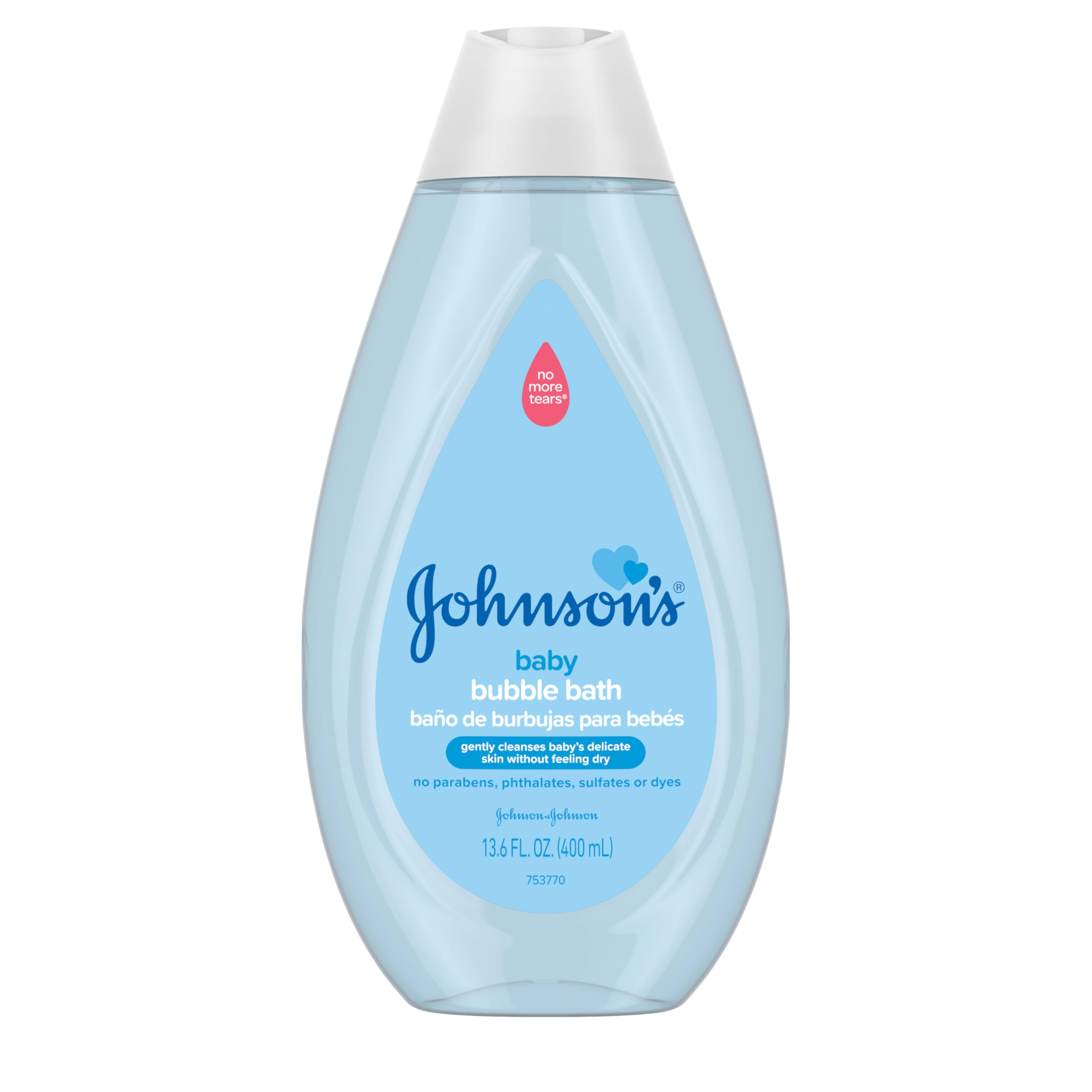 Johnson's Baby Bubble Bath for Gentle Baby Skin Care, Paraben-Free & Pediatrician-Tested Baby Bubble Bath, Hypoallergenic, Tear-Free, Dye-, Phthalate- & Sulfate-Free, 13.6 fl. oz