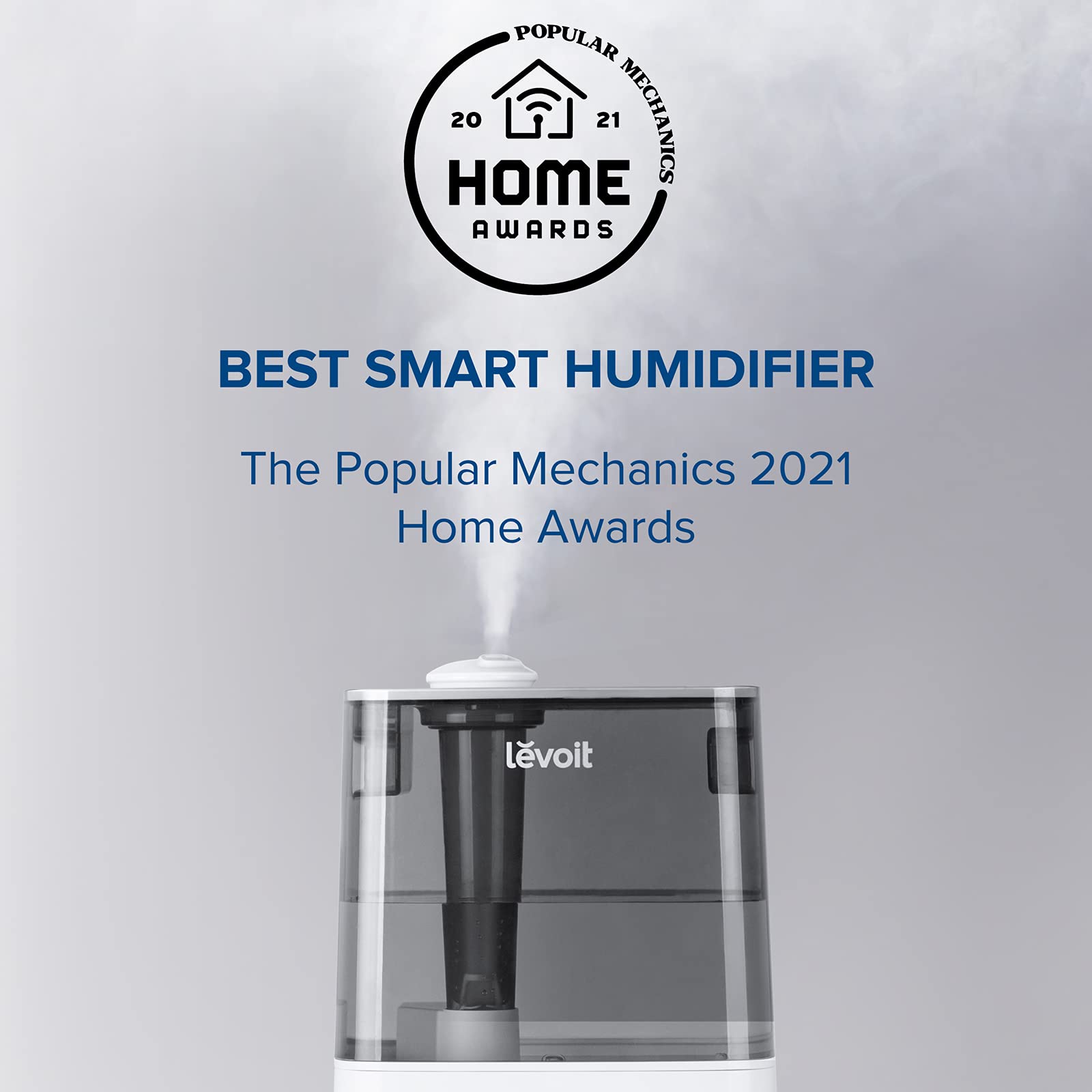 LEVOIT Humidifiers for Bedroom Large Room Home, Gray & Humidifiers for Bedroom Large Room 6L Warm and Cool Mist for Families Plants with Built-in Humidity Sensor, Essential Oil, White