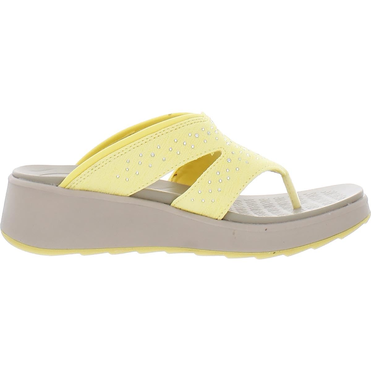 BZees Womens Nola Bright Embellished Slip On Wedge Sandals Yellow 7 Medium (B,M)