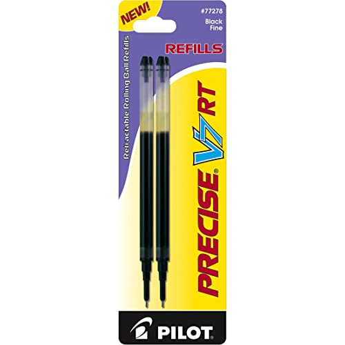 PILOT Precise V7 RT Liquid Ink Refill For Retractable Pens, Fine Point (0.7mm) Black Ink, 2-Pack (77278)