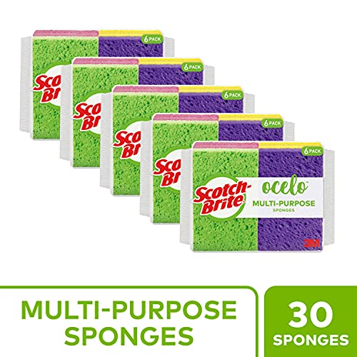 Scotch-Brite ocelo Multi-Purpose Handy Sponge, Assorted Colors, 30 Sponges