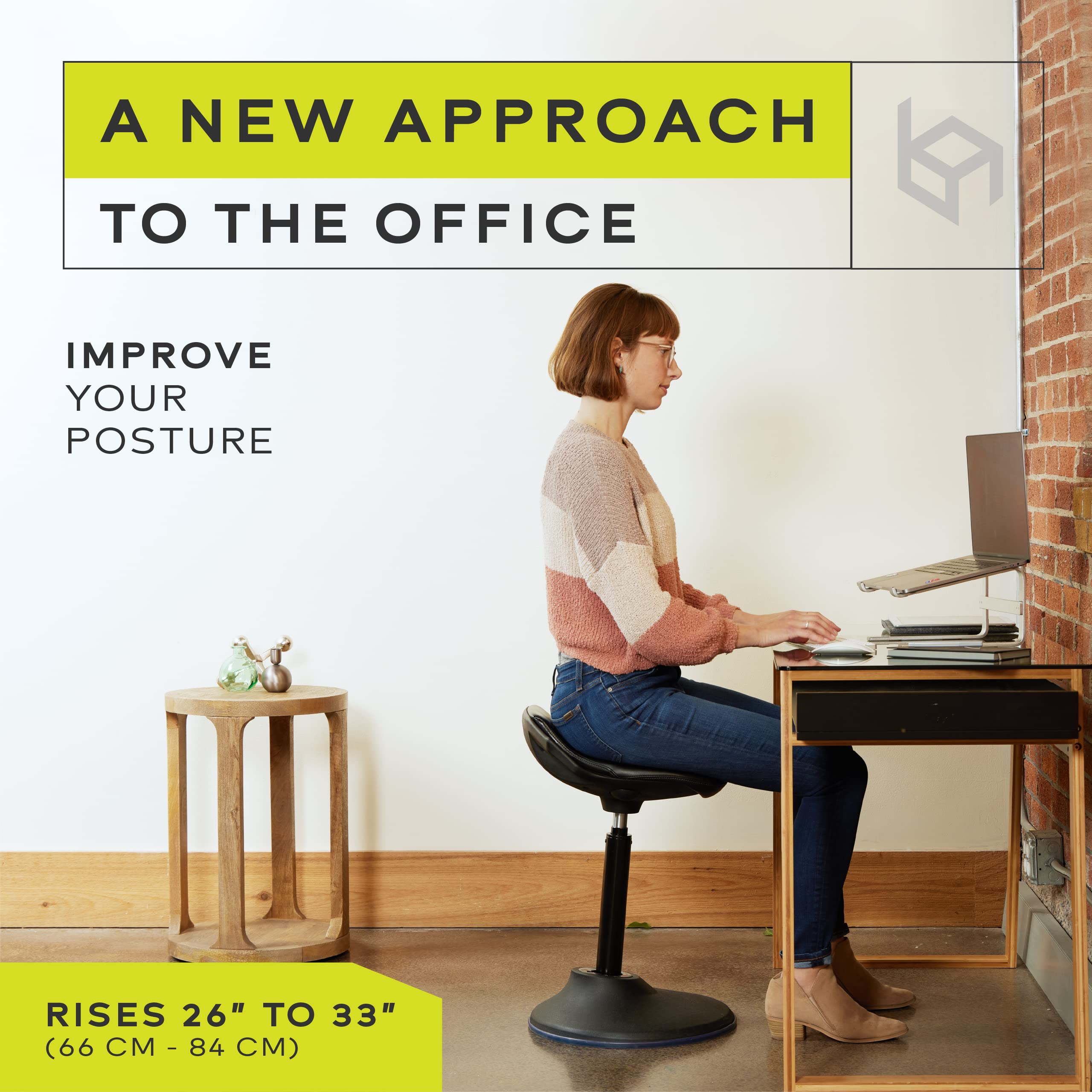 BonVIVO Standing Desk Chair - Ergonomic Chair for Tall Office Desks w/ Back Support and Handles for Posture and Balance - Work from Home High Stool - Black