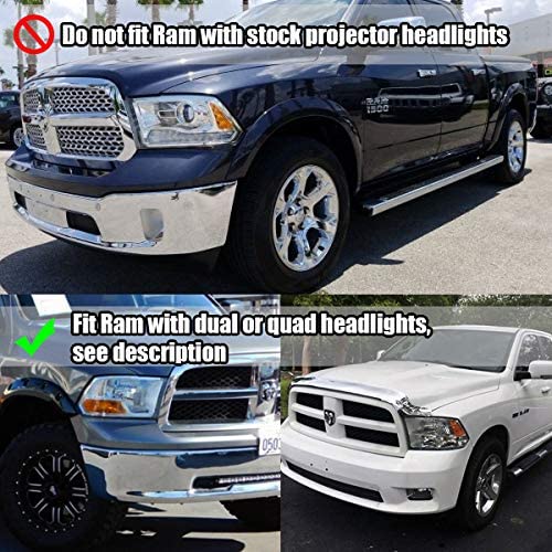 ModifyStreet Black For 09-18 Ram 1500/10-18 Ram 2500/3500 Headlights Replacement Kit( Not Fit with Stock projector Headlights