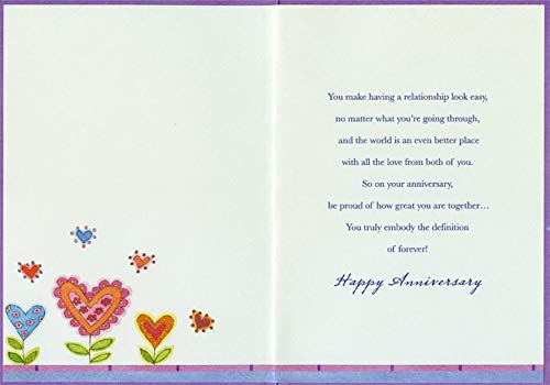 Designer Greetings Eight Colorful Heart Shaped Flowers with Silver Foil Wedding Anniversary Congratulations Card for Sister and Brother-in-Law