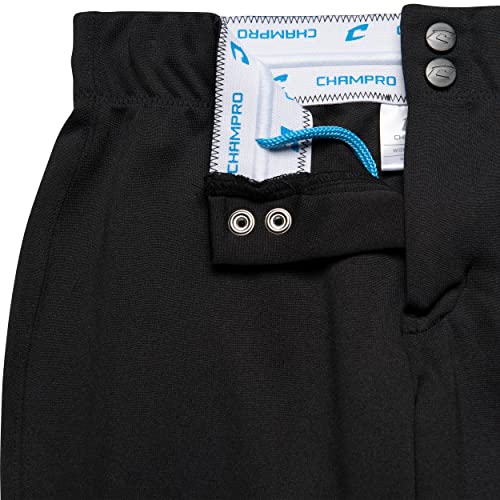 CHAMPRO womens Low-rise Knicker-style Fastpitch in Solid Color With Reinforced Knees Fireball Polyester Softball Pant, Black, X-Small