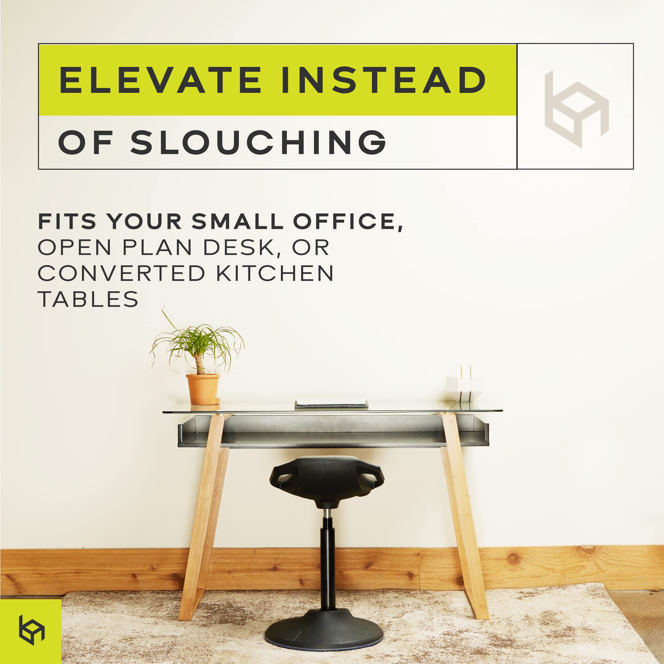 BonVIVO Standing Desk Chair - Ergonomic Chair for Tall Office Desks w/ Back Support and Handles for Posture and Balance - Work from Home High Stool - Black
