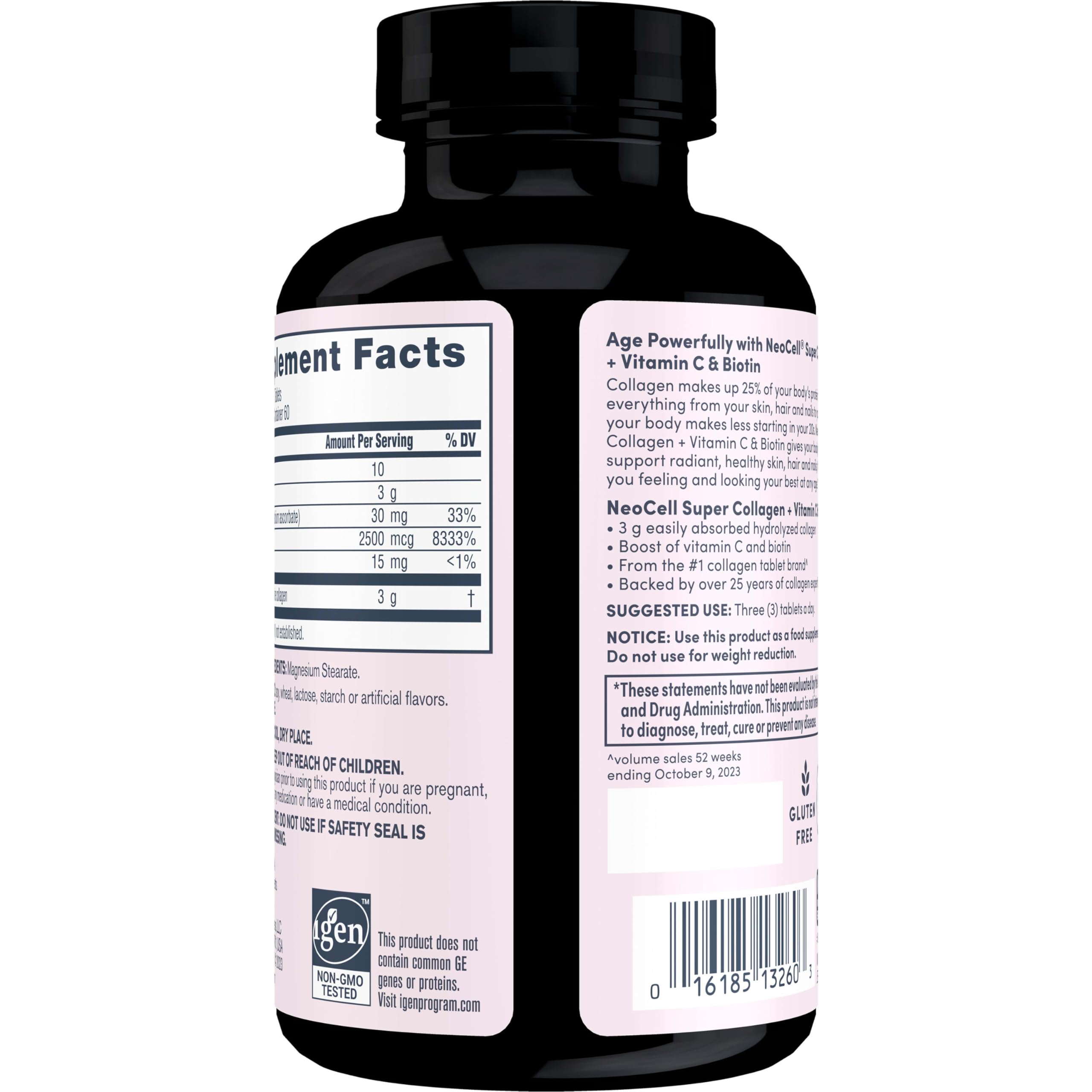 NeoCell Super Collagen With Vitamin C and Biotin, Skin, Hair and Nails Supplement, Includes Antioxidants, Tablet, 180 Count, 1 Bottle