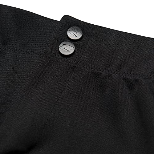 CHAMPRO womens Low-rise Knicker-style Fastpitch in Solid Color With Reinforced Knees Fireball Polyester Softball Pant, Black, X-Small