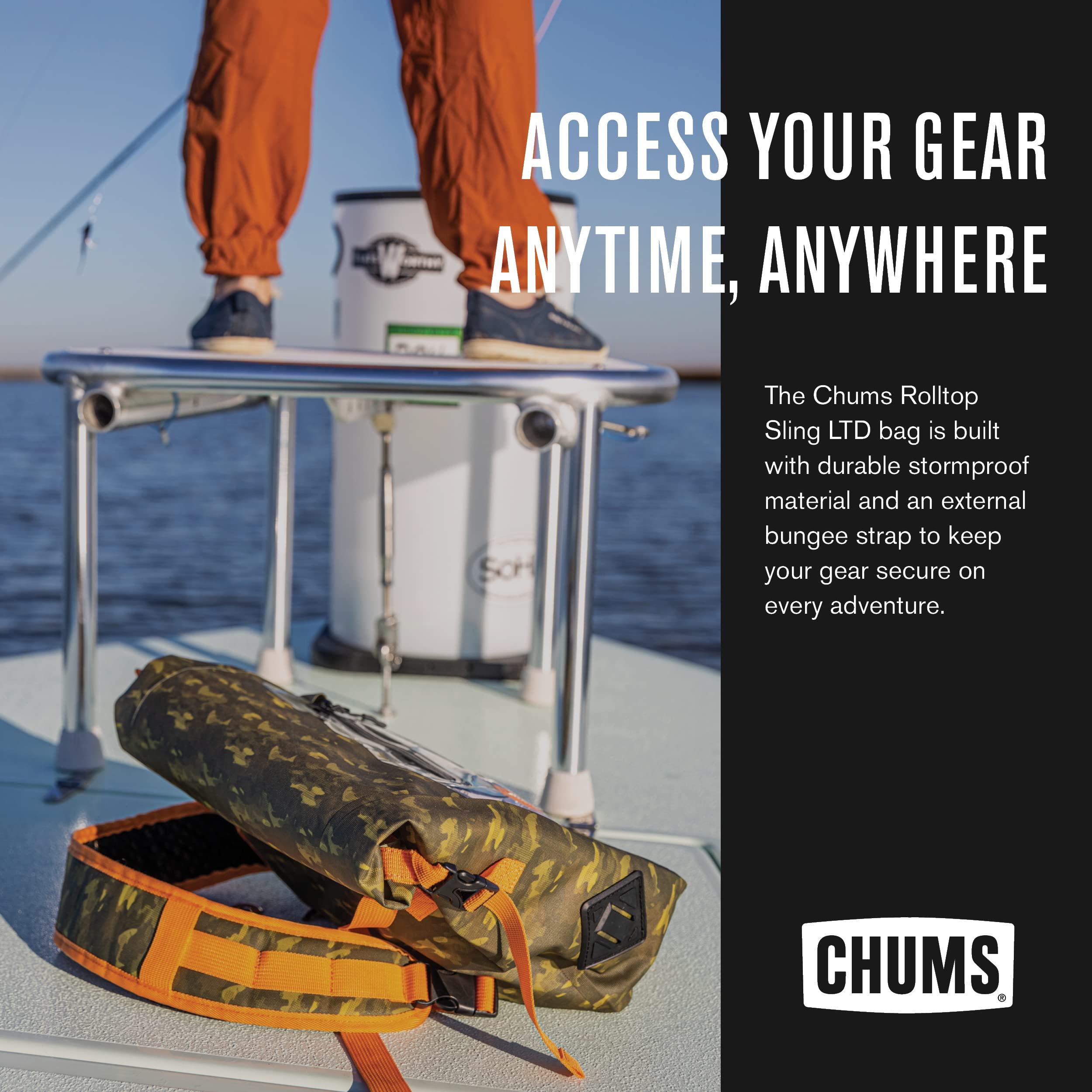 Chums Storm Sling LTD Crossbody Backpack – Adjustable Hiking & Fishing Gear Sling Bag For Men and Women (Fish Camo Green)