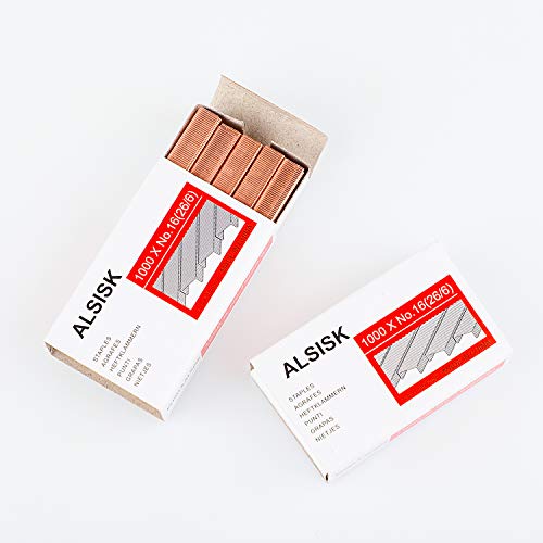 Alsisk 26/6 Standard Staples,1/4 Inch Leg,4 Boxes-4000, Rose Gold