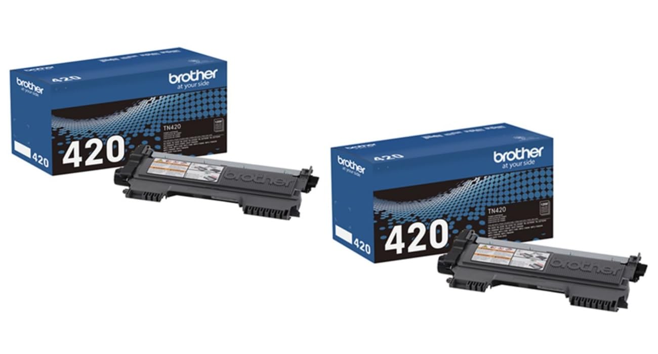 Brother Genuine TN420 2-Pack Standard Yield Black Toner Cartridge with approximately 1,200 page yield/cartridge