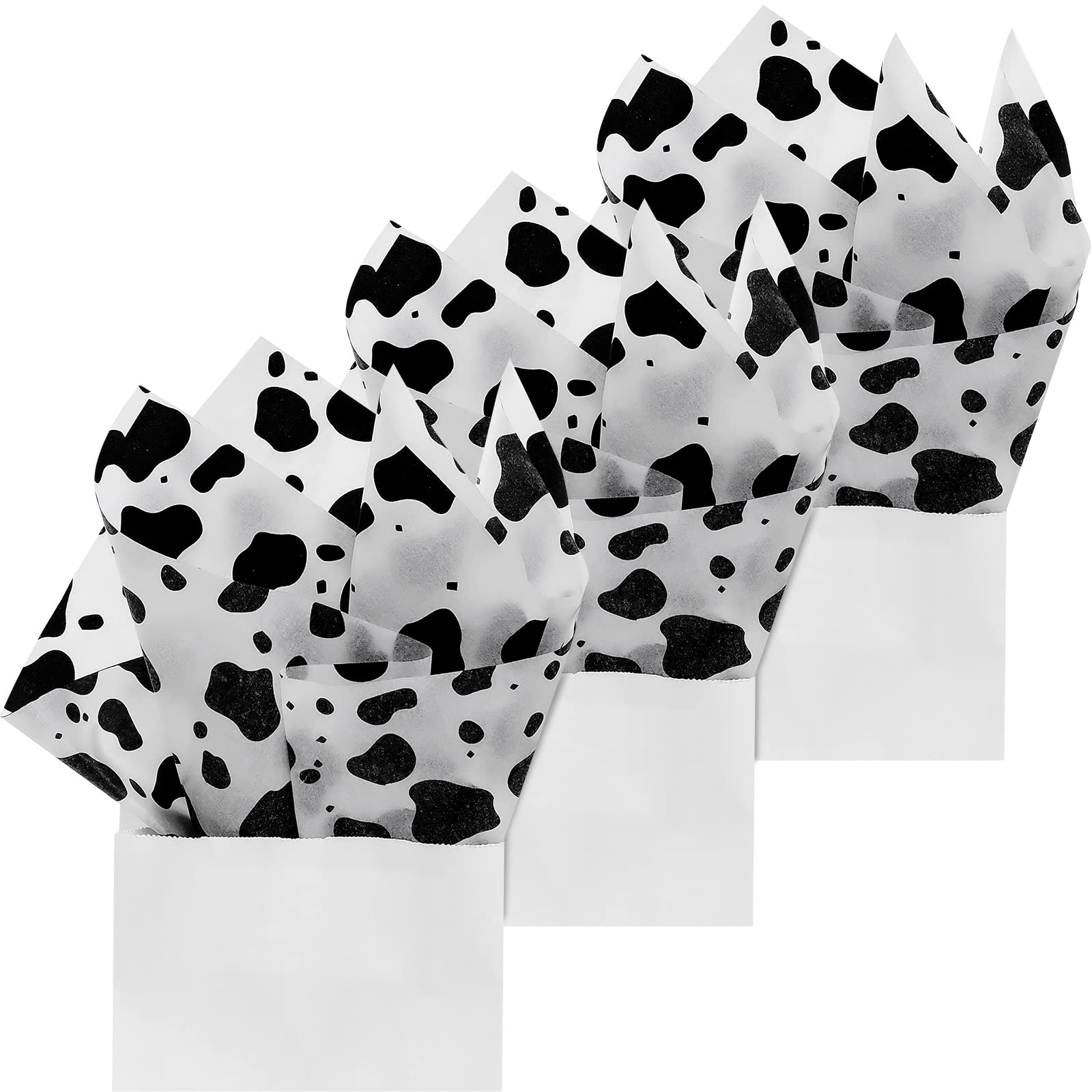 60 Sheets 20 x 20 Inch Cow Print Tissue Paper Black and White Spots Cow Paws Wrapping Paper Gift Wrap Art Tissue for Gift Bags Wrapping