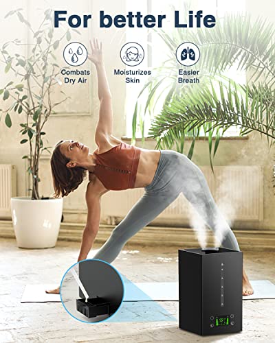 6L Humidifier, Cool Mist Humidifiers with Essential Oils Diffuser for Room, Home, Office, Baby Nursery, Plants, 360° Adjustable Mist Nozzle, Quiet, Auto Shut-off, Sleep Mode, Easy to Clean(Black)