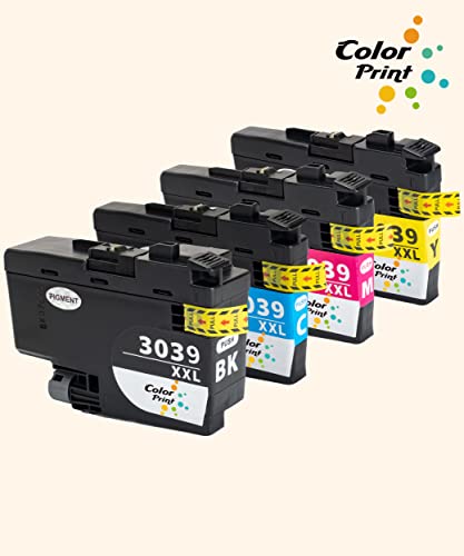 (4-Pack, BCMY) ColorPrint Compatible LC-3039 Ink Cartridge Replacement for Brother LC3039BK LC3039XXL LC3039 XXL Work with MFC-J5945DW MFC-J5845DW MFC-J5845DWXL MFC J6545DW J6545DWXL J6945DW Printer