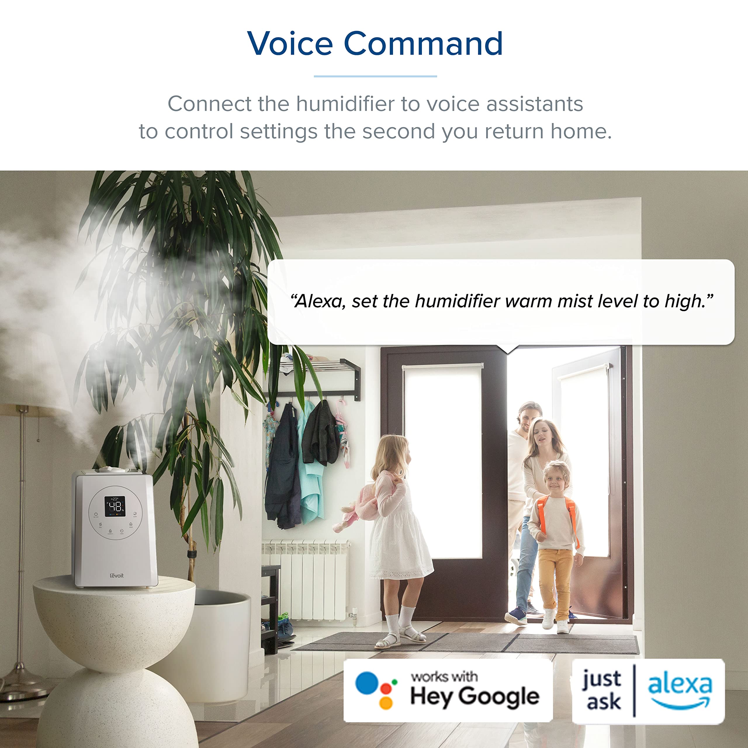 LEVOIT Humidifiers, White & Humidifiers for Bedroom Large Room Home, Smart Wifi Alexa Control, 6L Top Fill Cool Mist, Gray