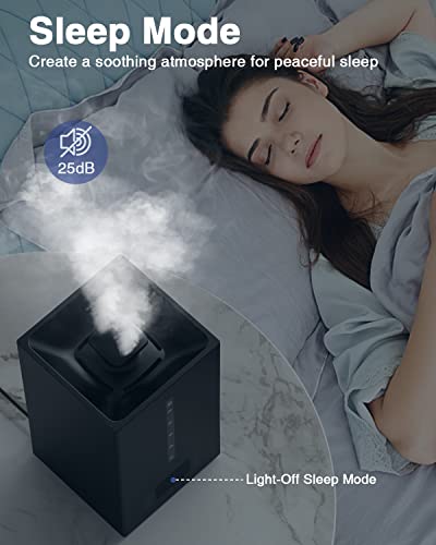 6L Humidifier, Cool Mist Humidifiers with Essential Oils Diffuser for Room, Home, Office, Baby Nursery, Plants, 360° Adjustable Mist Nozzle, Quiet, Auto Shut-off, Sleep Mode, Easy to Clean(Black)