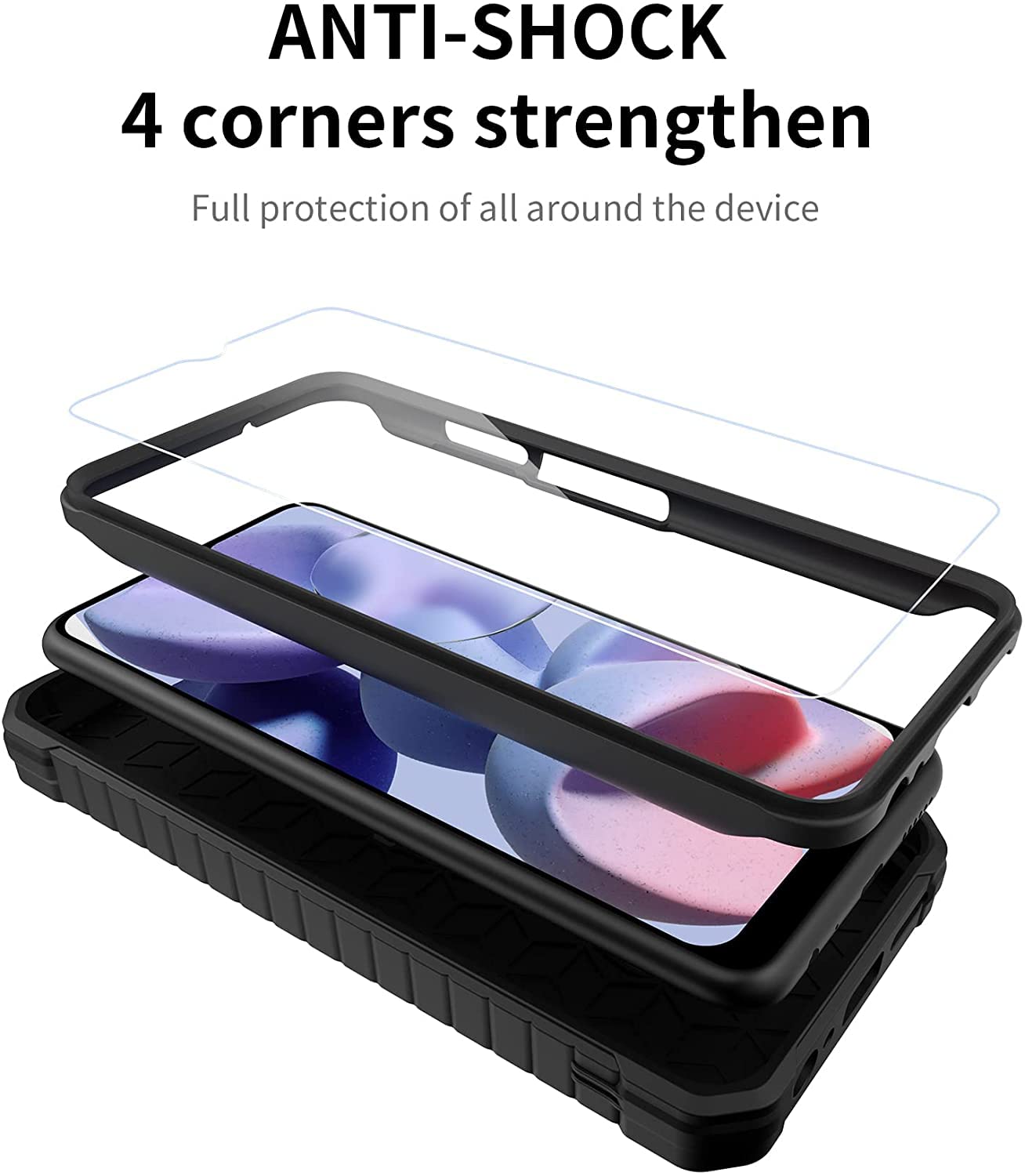 B LABS Compatible with Samsung Galaxy A02s Phone Case - Ultimate Drop Protection with Built-in Screen Protector and Kickstand (Black)
