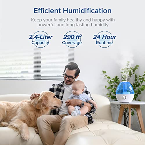 LEVOIT Humidifiers for Bedroom Large Room Home, 6L Warm and Cool Mist Ultrasonic Air Vaporizer for Plants and Whole House (2.4L Water Tank), Built-in Humidity Sensor, Essential Oil Diffuser, Whisper Quiet, Timer, White