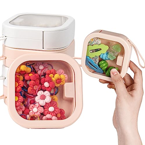 Hair Tie Organizer Travel Small Box, 5pcs Bow Holder for Girls Hair Bows,Travel Qtip Holder, Clip Organizer, Small Jewelry Box,Small Pill Case