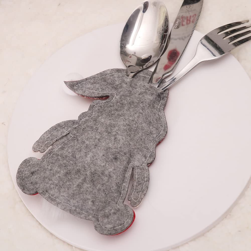 Marcol 6 Pcs Christmas Silverware Holder Pockets, Swedish Santa Gnome Tableware Spoons Forks Storage Bag, Cutlery Holders Xmas Pcs Christmas Gnome Silverware Holder Pockets