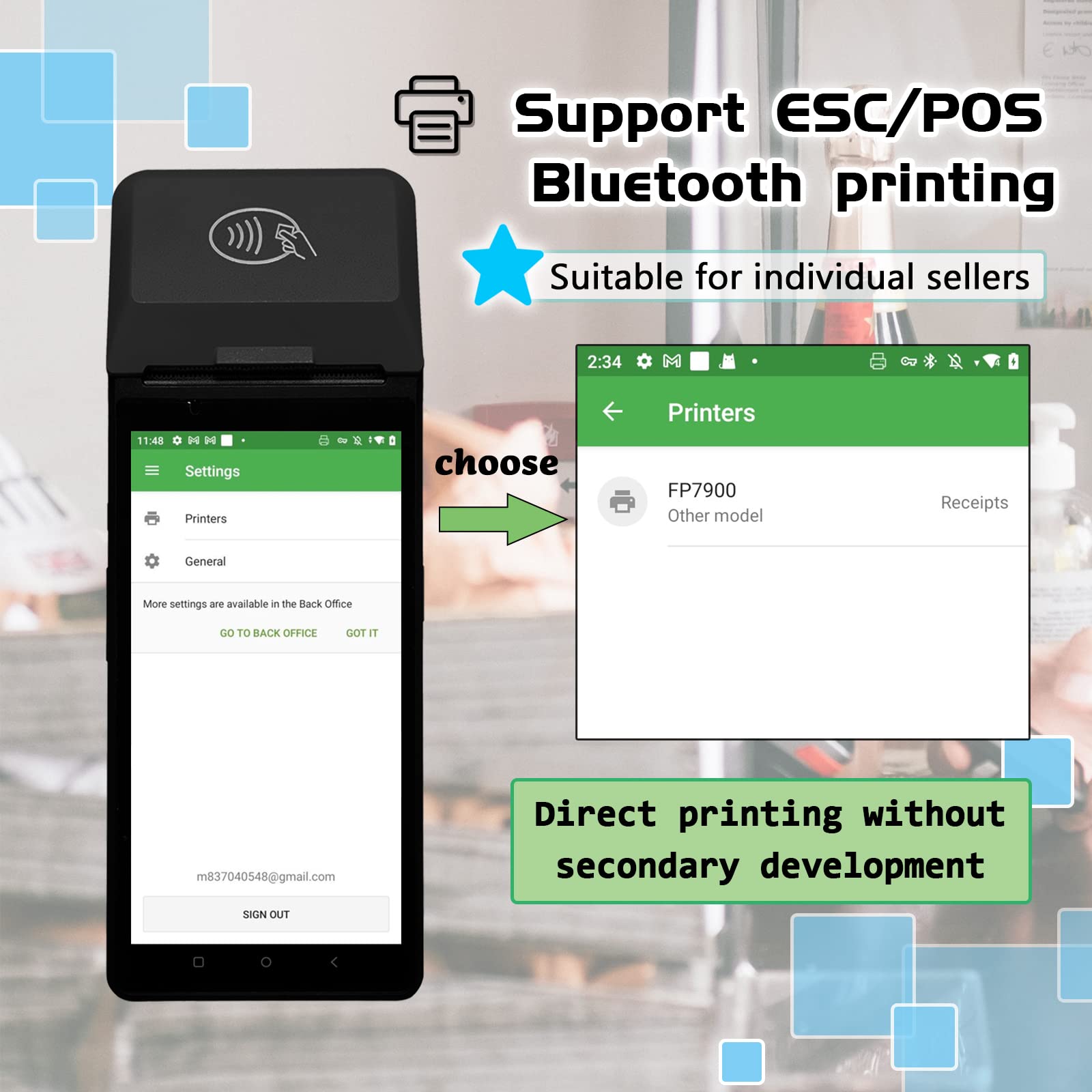 SMAJAYU Pos Terminal Receipt Printer Android 10 Handheld Mobile POS with 4G,WiFi,Bluetooth, 58mm Thermal Receipt Printing for Small Business Retail,Built-in Google Play Support Android Software
