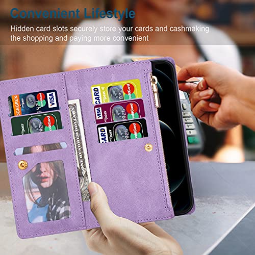Phone Case for Samsung Galaxy S20 FE 5G 6.5 inch Wallet Cover With Screen Protector Flip Zipper Credit Card Holder Cell Accessories S 20 EF UW S20FE5G S20FE 20S S2O Fan Edition 4G G5 Women Men Purple