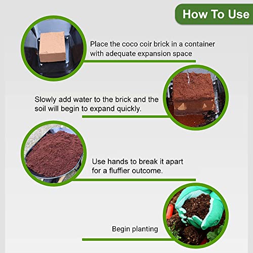 Hodiax Premium Coco Coir Brick, 1.4Lb High Nutrinent Compressed Coconut Soil, OMRI 100% Organic Low EC & PH Balanced Potting Soil for All Plants Gardening, Hydroponics and Reptile Substrate (650G x 2)