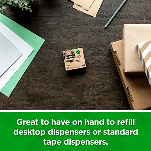 Scotch Magic Greener Tape, 12 Rolls, Numerous Applications, Invisible, Engineered for Repairing, 3/4 x 900 Inches, Boxed (812-12P)