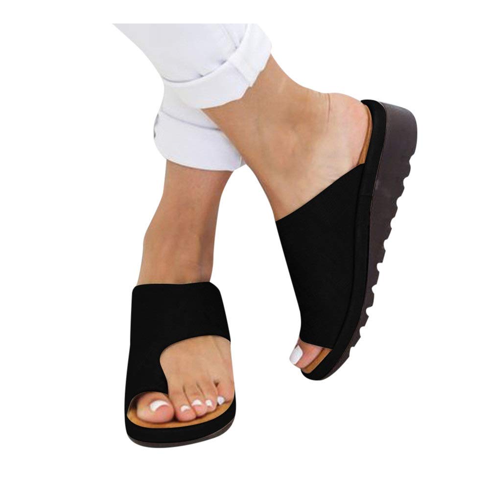 Sandals for Women Wedge,Comfy Platform Flat Sole Shoes for Women Casual Soft Big Toe Foot Correction Sandal with Orthopedic Bunion Corrector