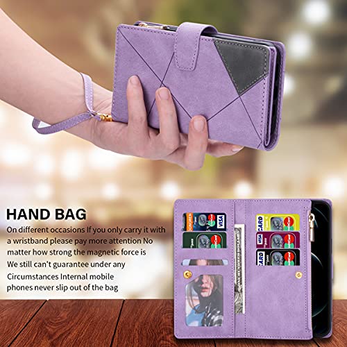 Phone Case for Samsung Galaxy S20 FE 5G 6.5 inch Wallet Cover With Screen Protector Flip Zipper Credit Card Holder Cell Accessories S 20 EF UW S20FE5G S20FE 20S S2O Fan Edition 4G G5 Women Men Purple