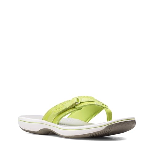 Clarks womens Breeze Sea Flip Flop, Lime Synthetic, 5 US