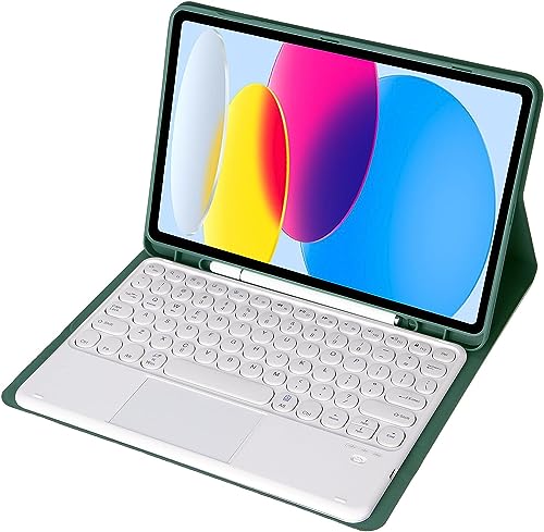 Keyboard Case for Samsung Galaxy Tab S7 FE / S7 Plus / S8+ / S8 Plus 12.4'', with S Pen Holder, 7 Color Backlit, Detachable Wireless Bluetooth Keyboard,Deep Green