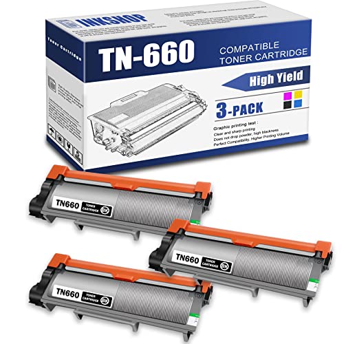TN660 Compatible TN-660 Black High Yield Toner Cartridge Replacement for Brother TN-660 HL-L2300D HL-L2305W MFC-L2680W MFC-L2685DW DCP-L2520DW DCP-L2540DW Toner.(3 Pack)