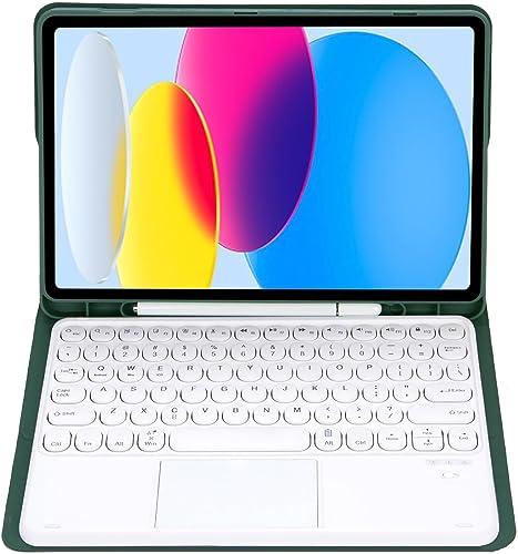 Keyboard Case for Samsung Galaxy Tab S7 FE / S7 Plus / S8+ / S8 Plus 12.4'', with S Pen Holder, 7 Color Backlit, Detachable Wireless Bluetooth Keyboard,Deep Green
