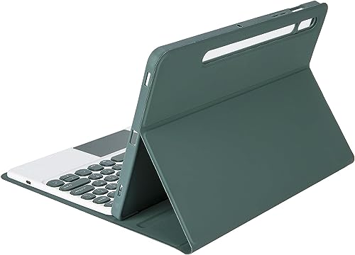Keyboard Case for Samsung Galaxy Tab S7 FE / S7 Plus / S8+ / S8 Plus 12.4'', with S Pen Holder, 7 Color Backlit, Detachable Wireless Bluetooth Keyboard,Deep Green