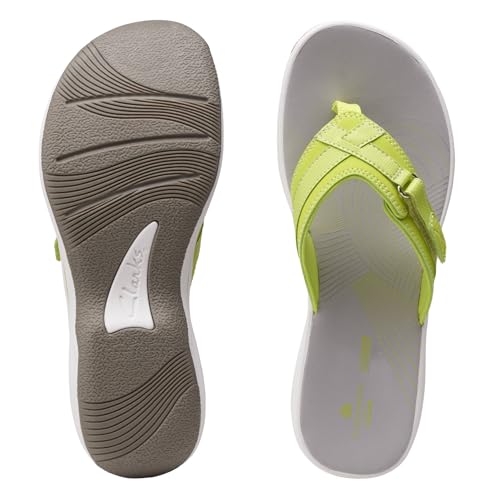 Clarks womens Breeze Sea Flip Flop, Lime Synthetic, 5 US
